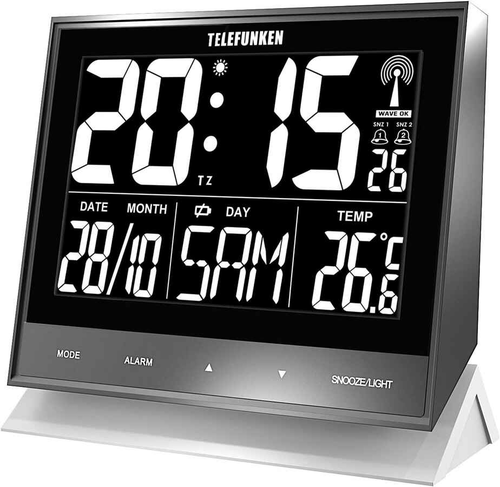 Budzik radiowy zegar ścienny bezgłośny TELEFUNKEN FUX-500-HRB