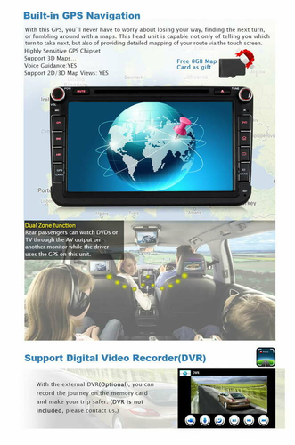 Radio nawigacja 2din GPS USB SD ekran dotykowy do VW Passat