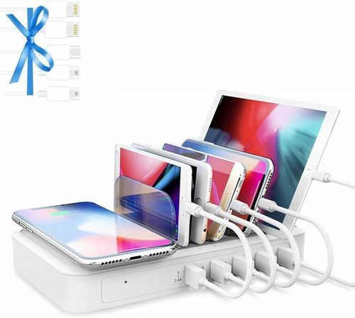 Szybka stacja ładująca dla wielu urządzeń 5 portów USB Qi Apple AirPods ...