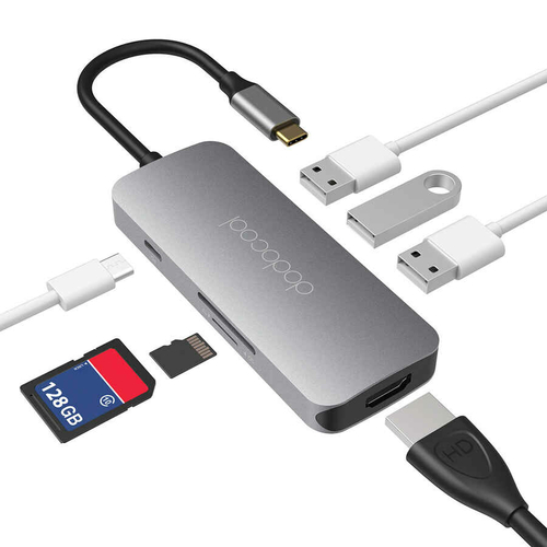 Wielofunkcyjny koncentrator rozdzielacz HUB USB-C HDMI SD 7w1