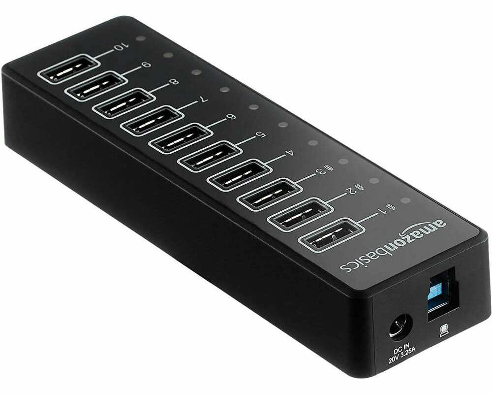 Aktywny 10-portowy HUB AmazonBasics USB-A 3.1 srebrny-KupCoChcesz